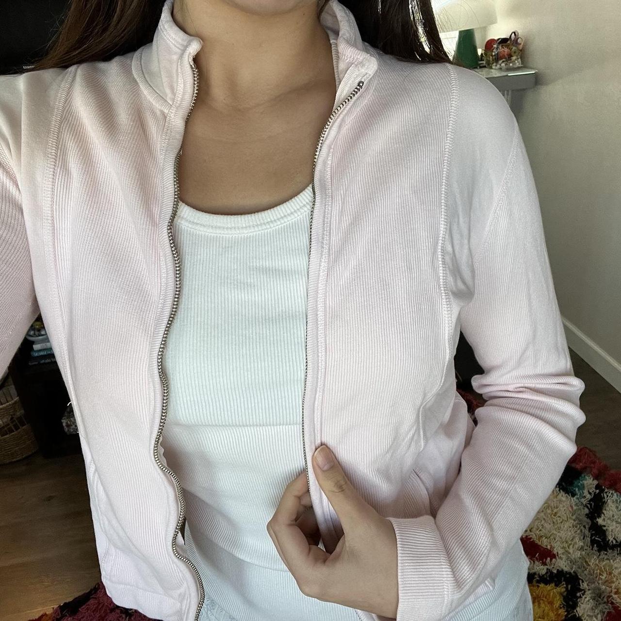 Baby pink zip up jacket size small bubblegum pink... - Depop