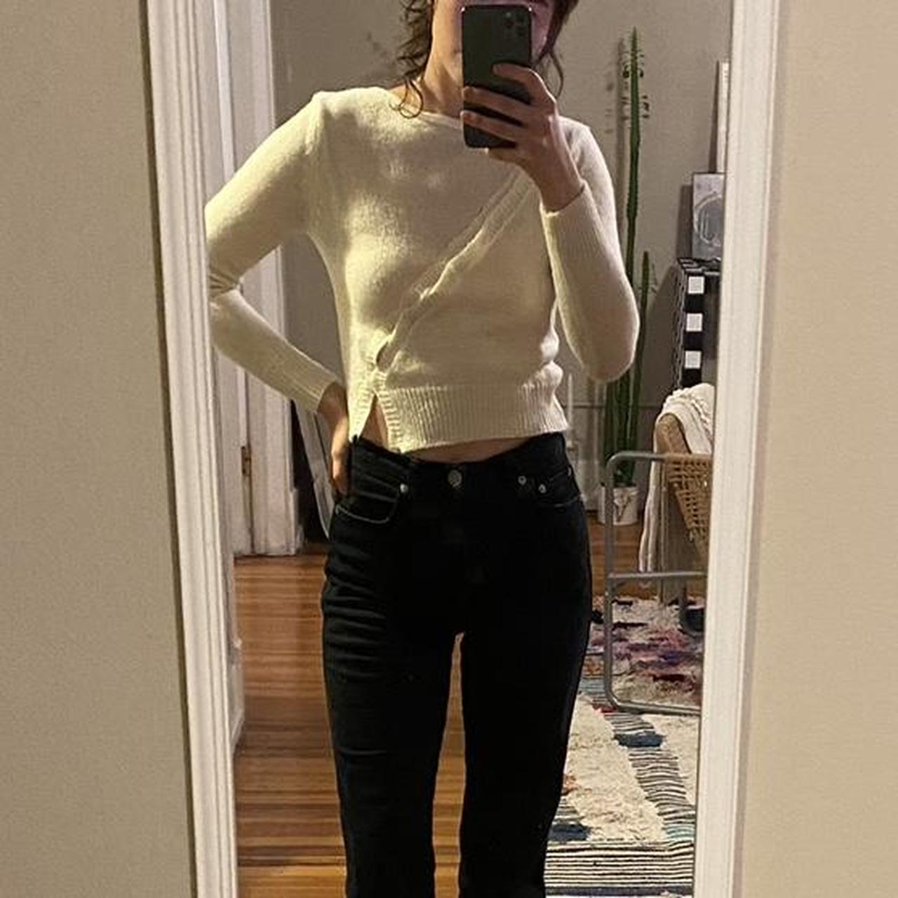 Jacquemus style side button sweater, cream color,... - Depop