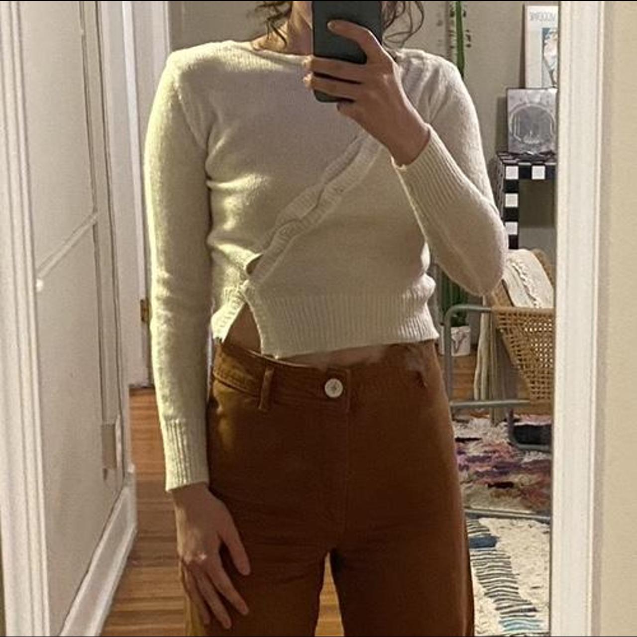 Jacquemus style side button sweater, cream color,... - Depop