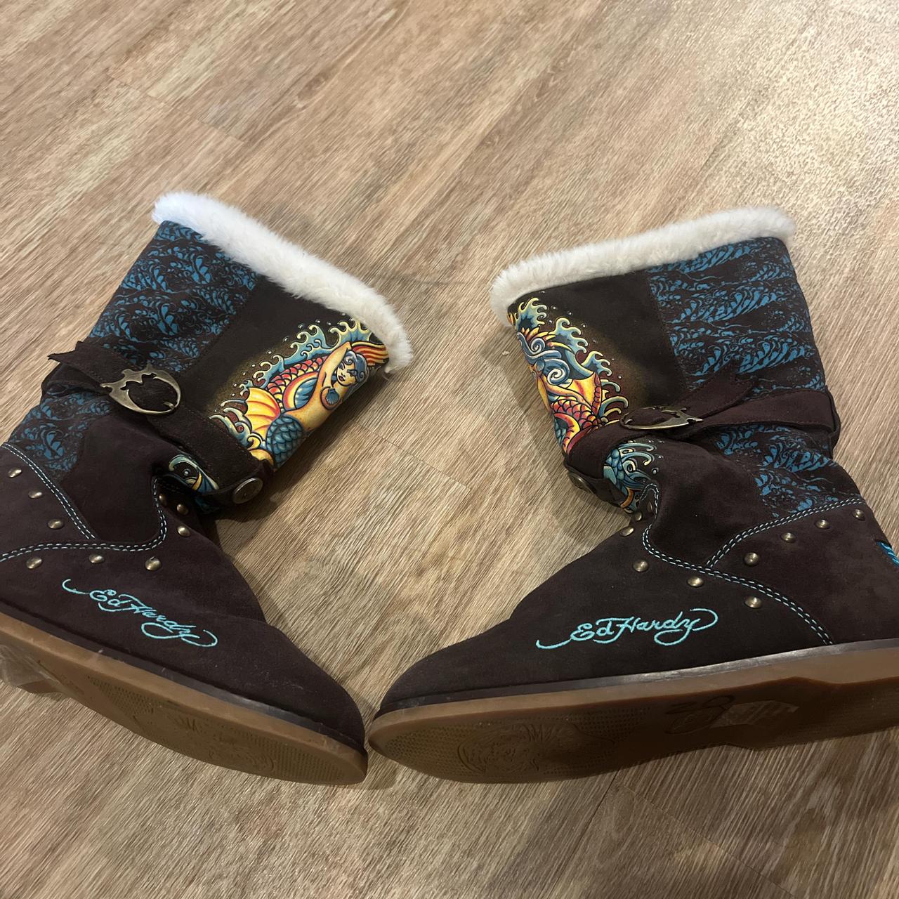 Ed hardy mermaid boots size 10 #edhardy... - Depop