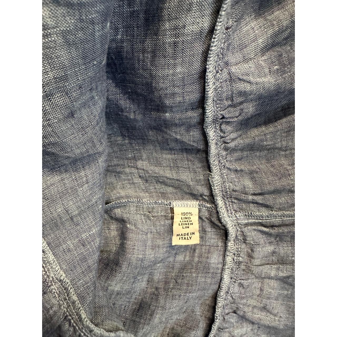 Mario Romano Women's Linen Top Shirt Blue Size L... - Depop
