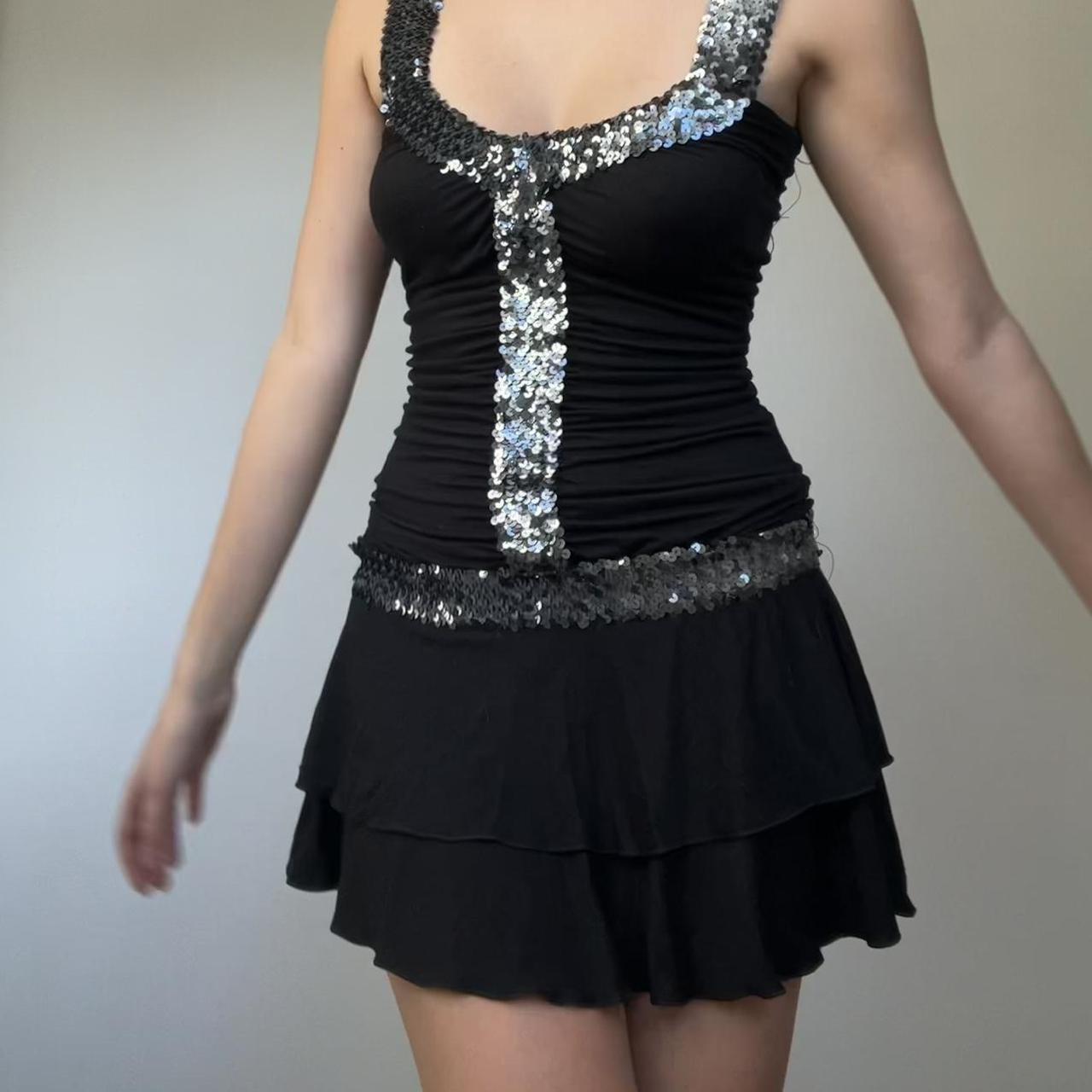 Genuine 2000s vintage black dress, drop waist/ low... - Depop