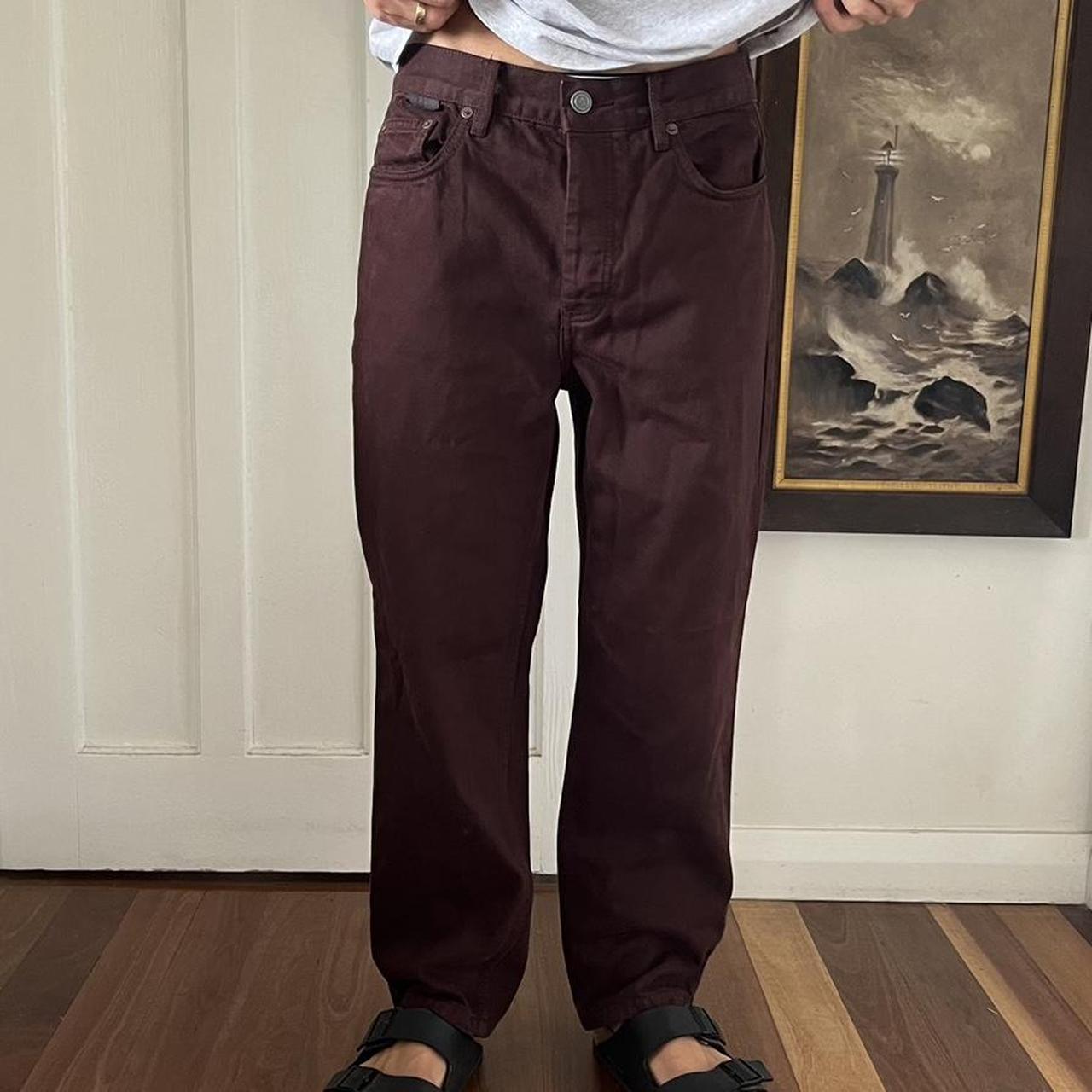 Black Noise White Rain brown/maroon denim... - Depop