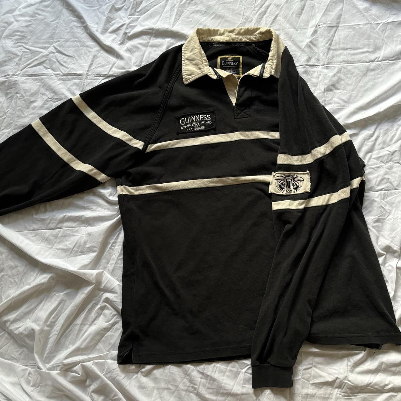 Vintage black and cream Guinness rugby long sleeve... - Depop