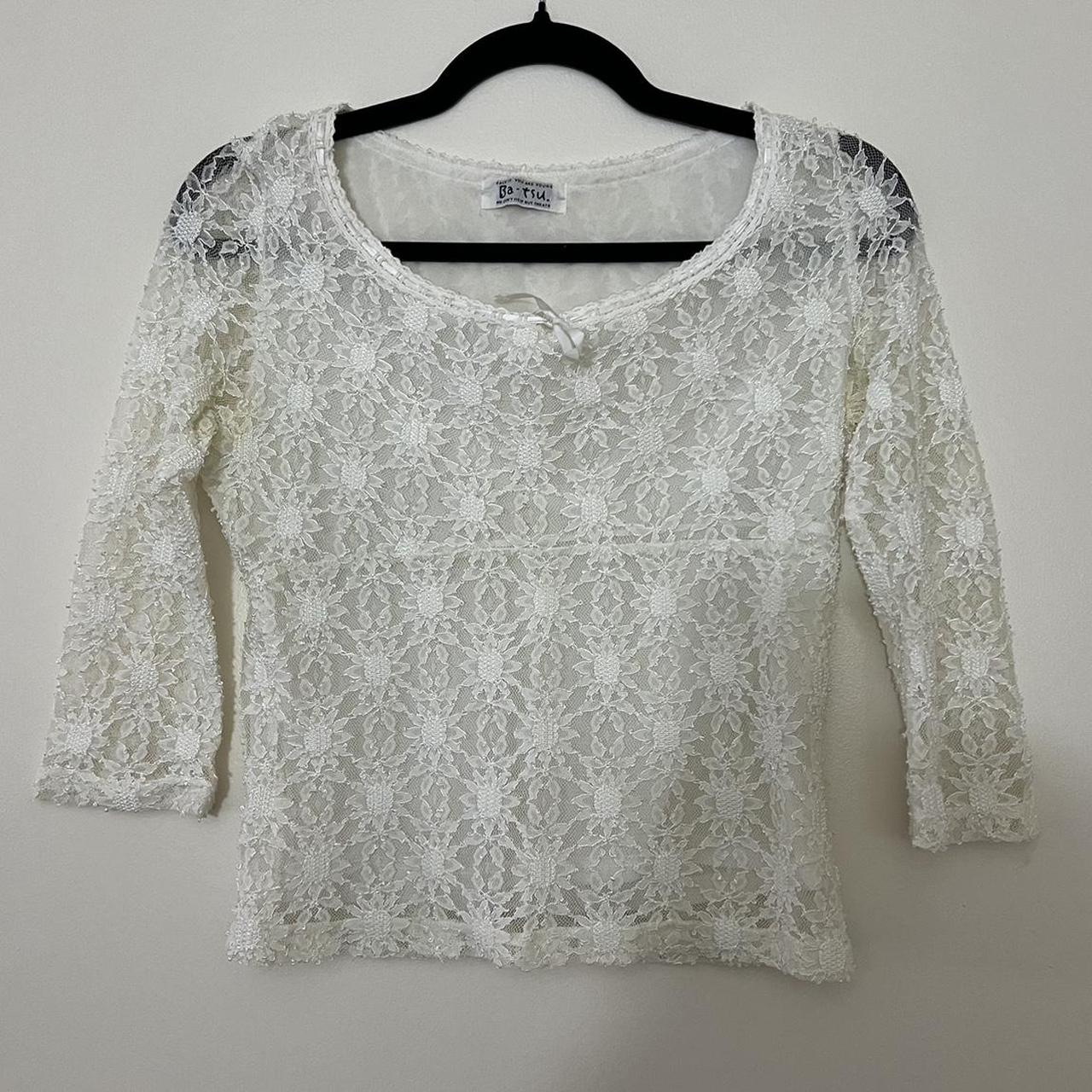 Batsu Japan vintage 90s beaded off-white baby doll... | Depop