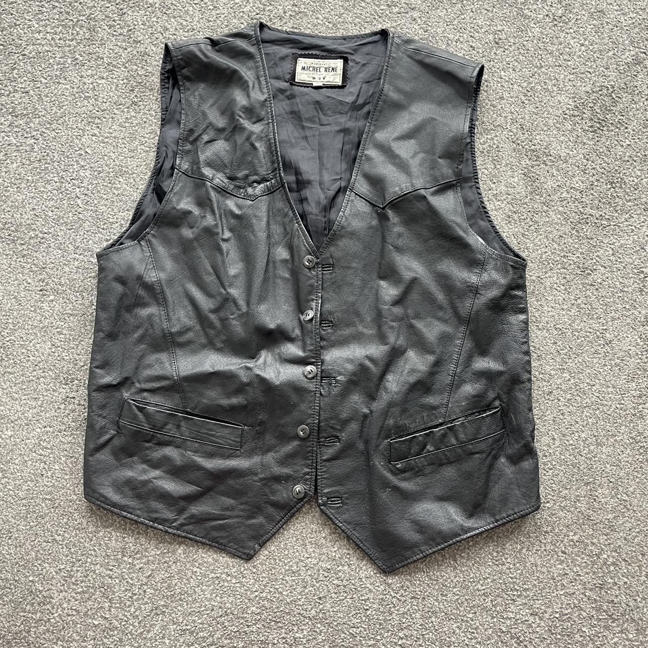 Michel Rene Vintage Vest Leather Jacket Unisex - Depop
