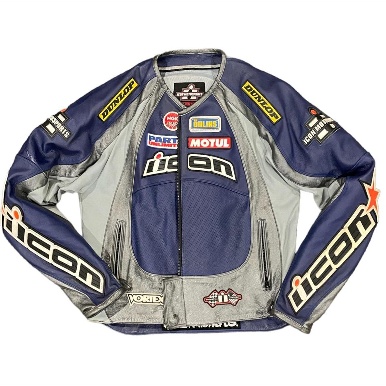 Icon racing leather Jacket ICON size - mens medium... - Depop