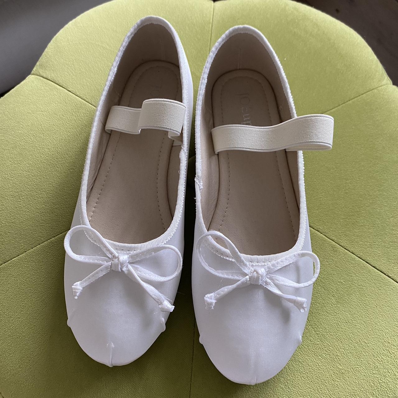 White Ballet Flats with a satin like finish Only... - Depop
