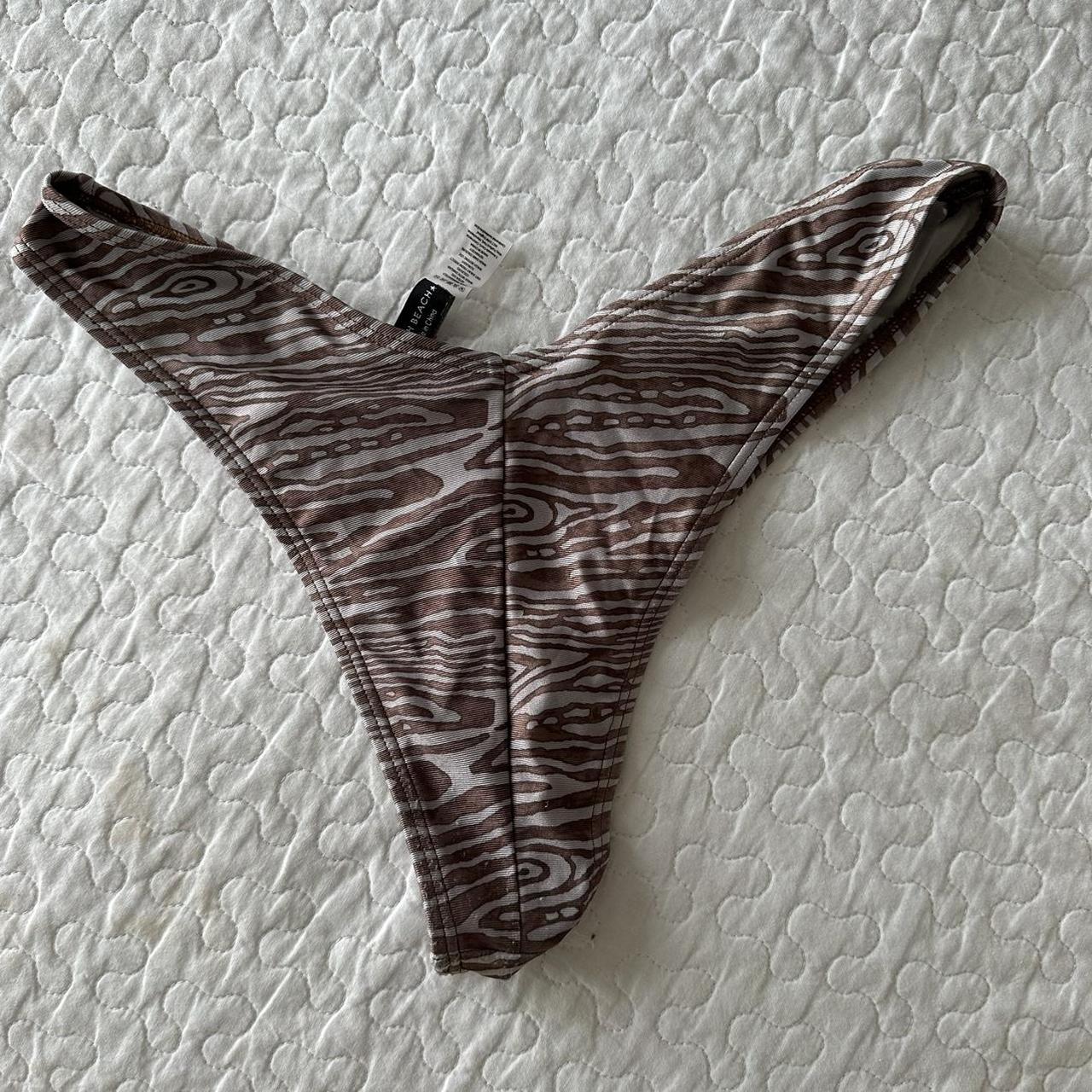 South beach brown zebra print bikini bottoms Worn... - Depop