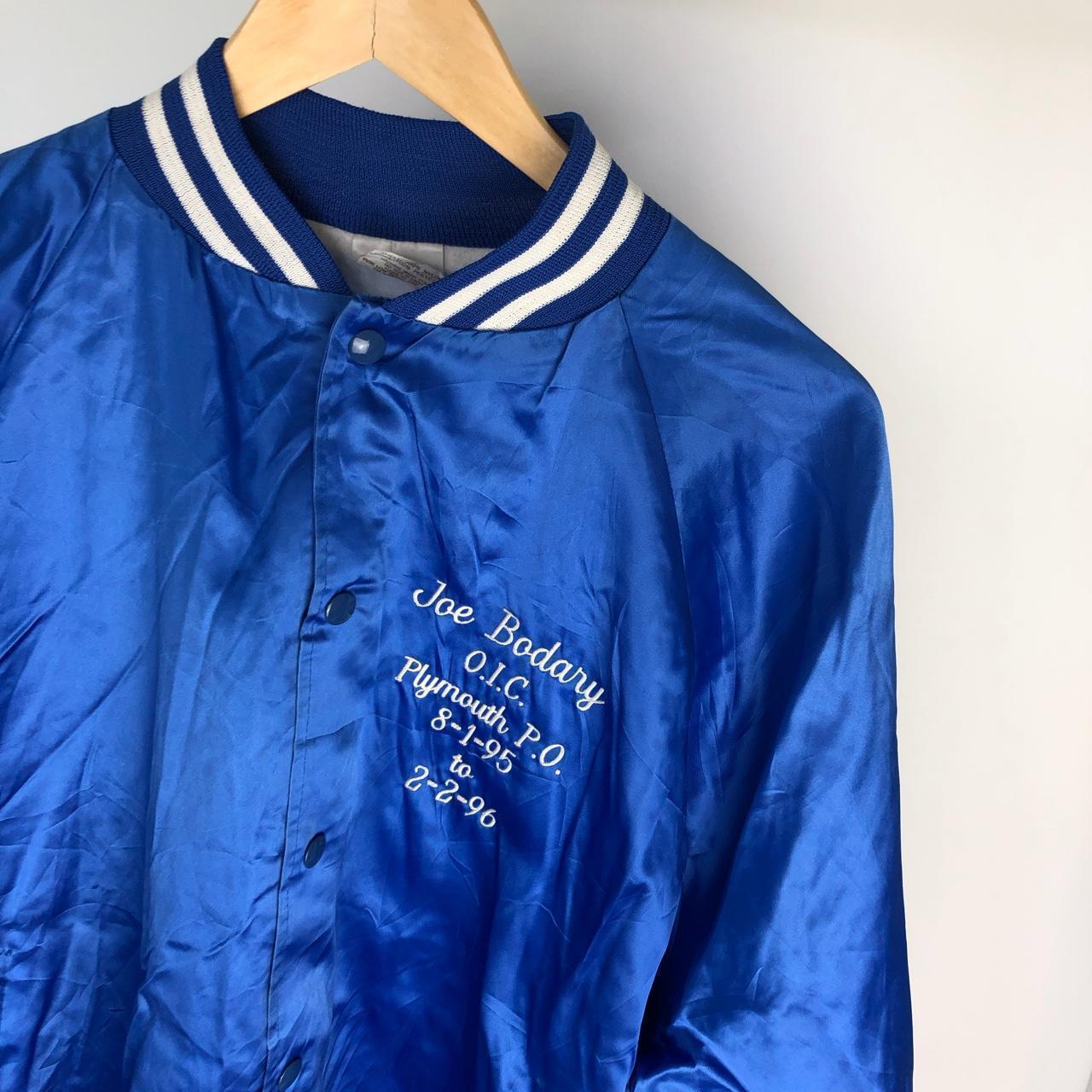 Blue satin bomber jacket Size XL Fits large / XL - Depop