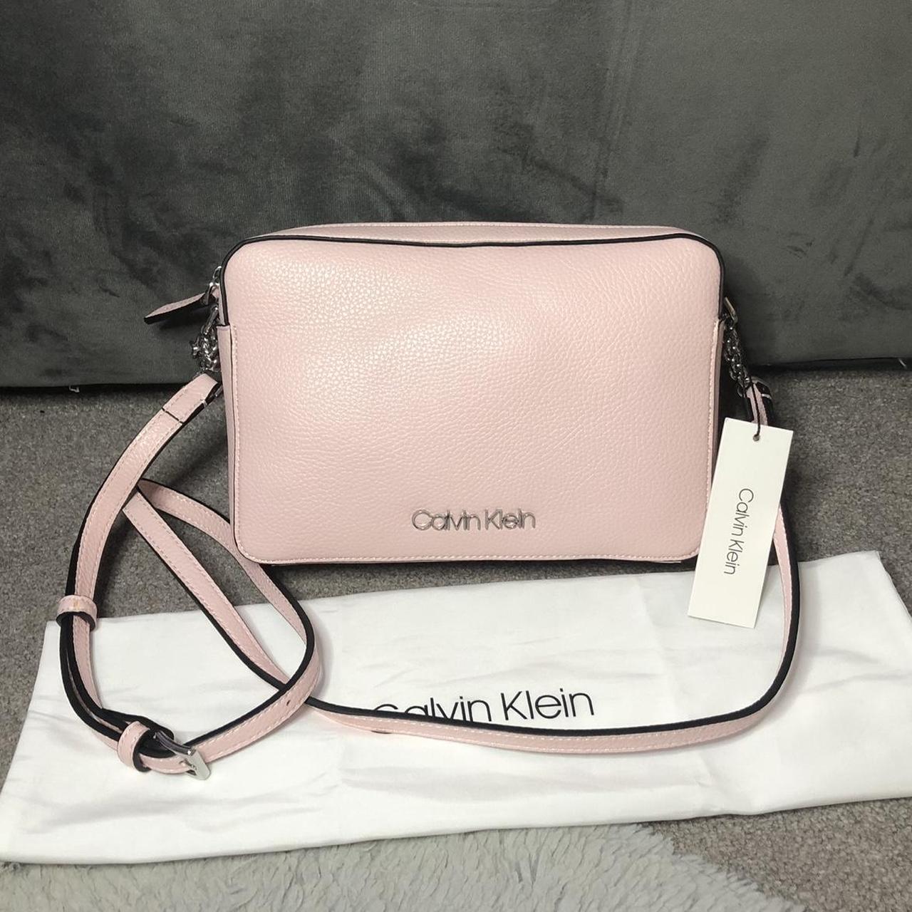 Calvin Klein Women's Pink and Silver Bag | Depop