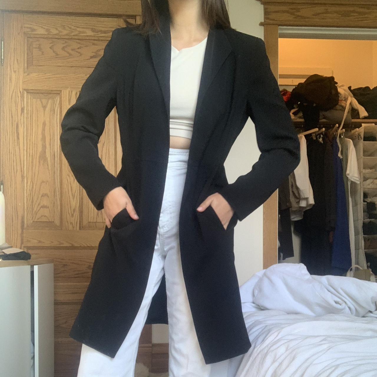 Black long line blazer coat. This is so so chic and... - Depop