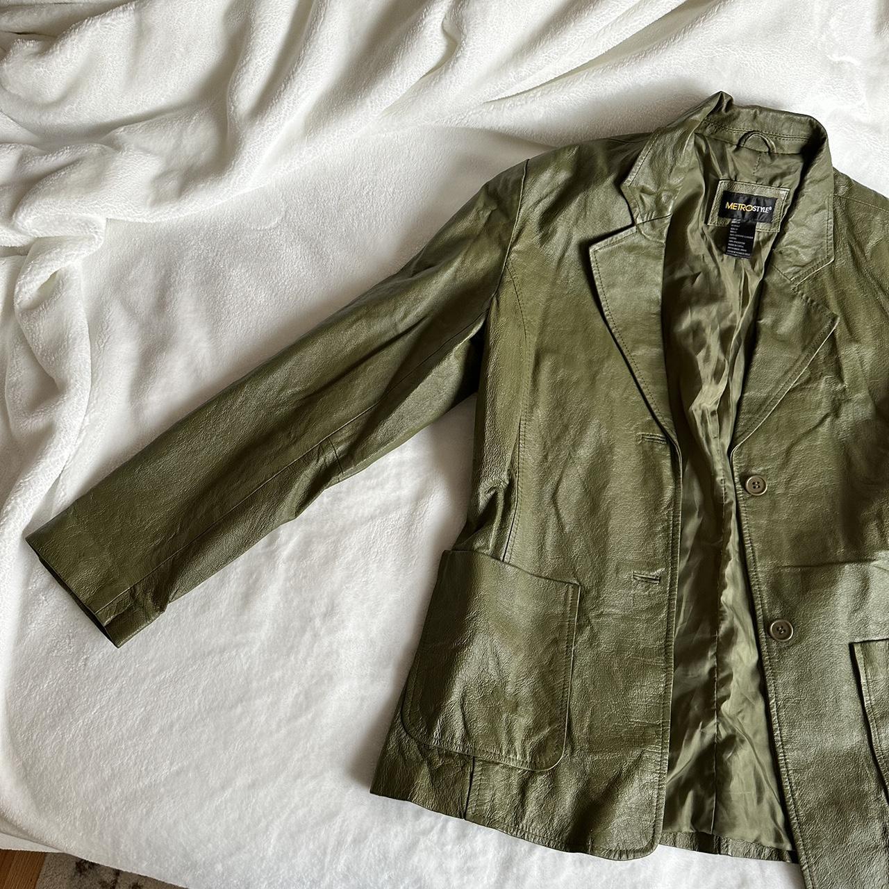The most gorgeous vintage green 100% leather jacket.... - Depop