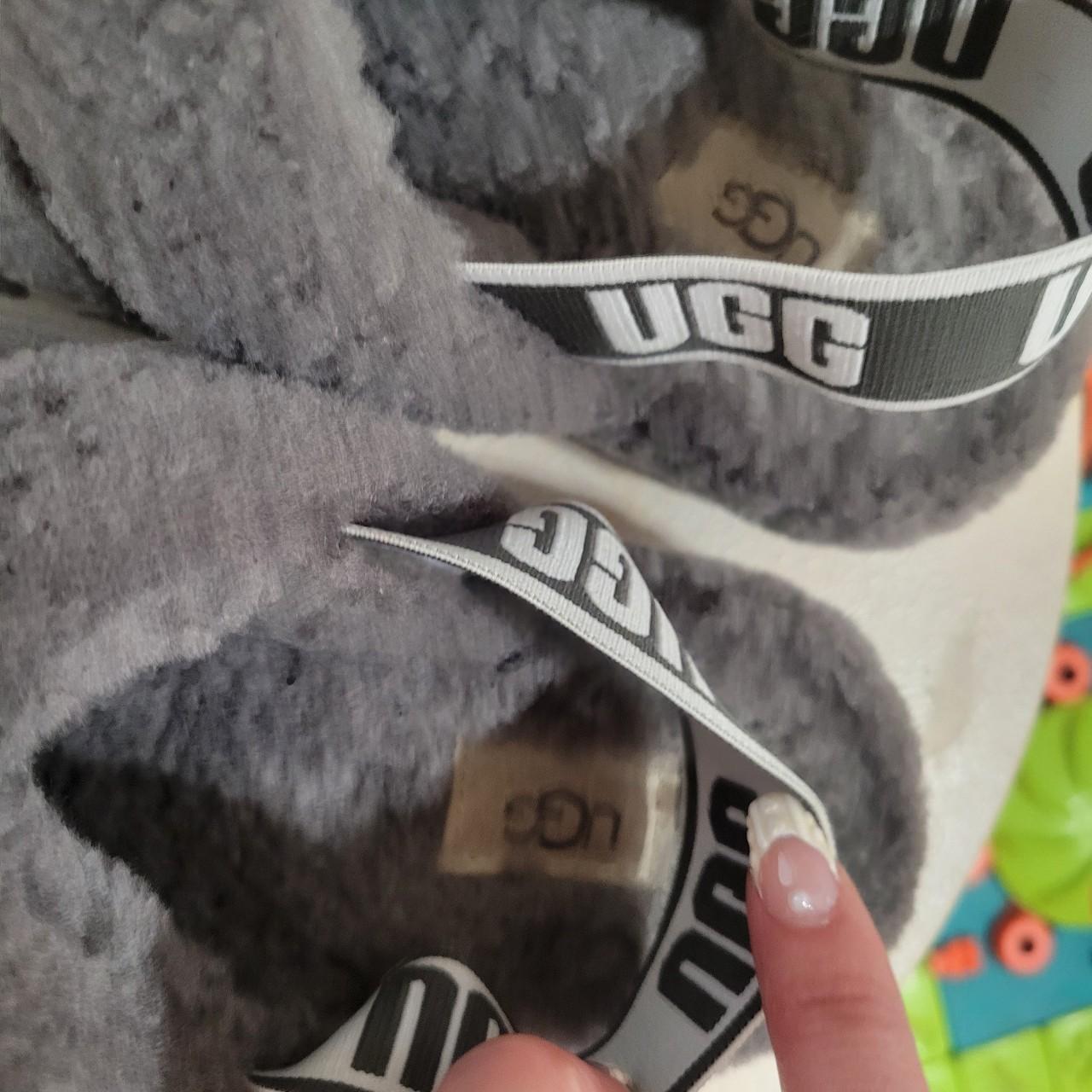 Ugg fluff yeah grey slippers. Tag is cut out but... - Depop