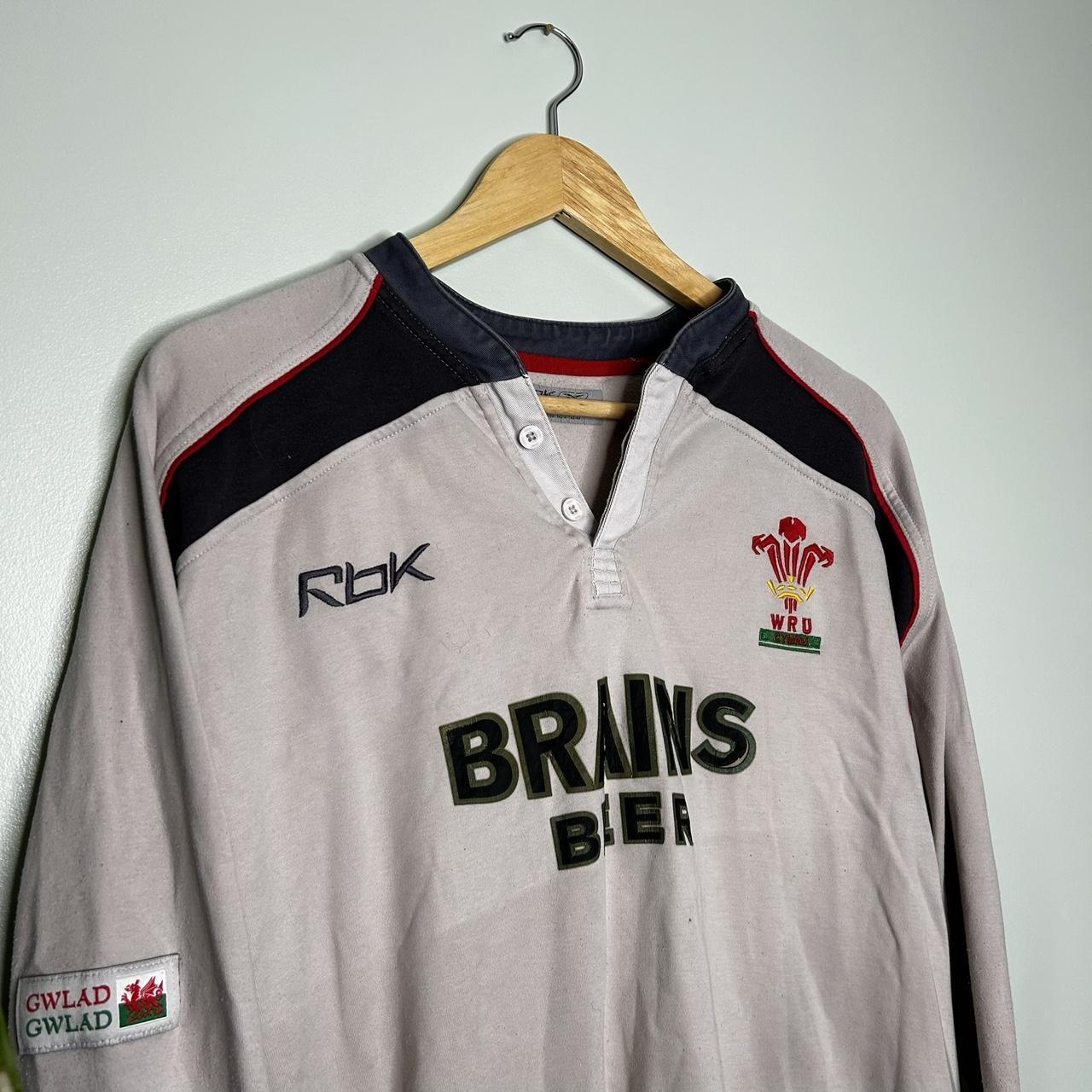 Reebok Grey Wales Rugby shirt - Long Sleeved... | Depop