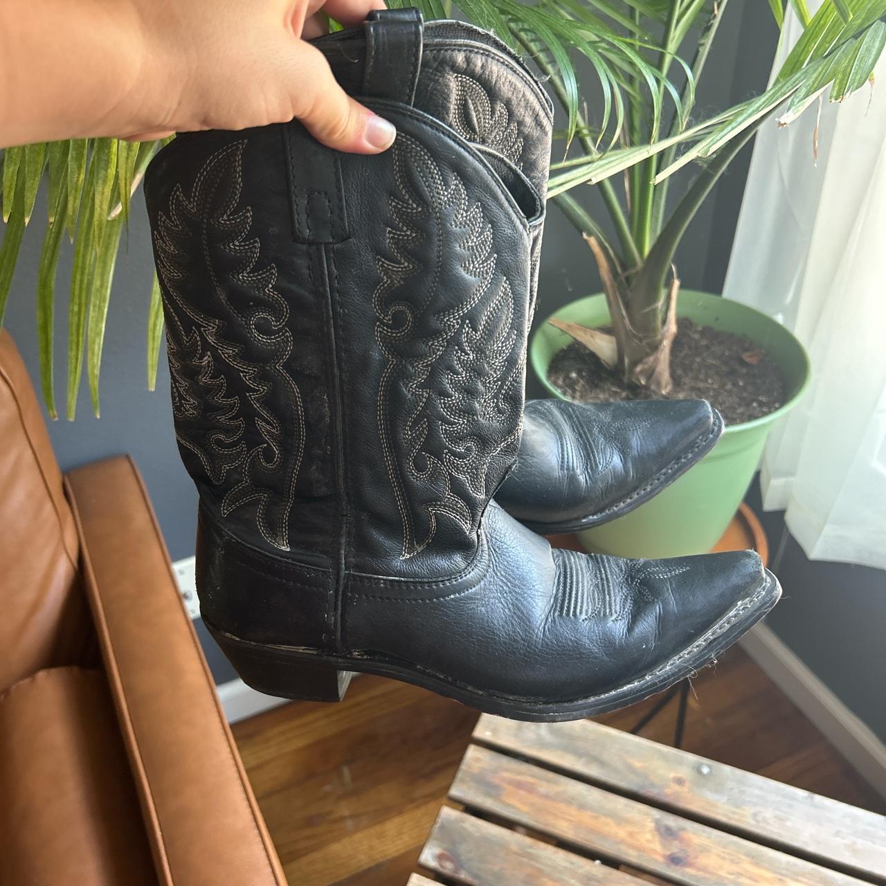Black cowgirl boots🤠 Fits size 8/8.5 for a more... - Depop