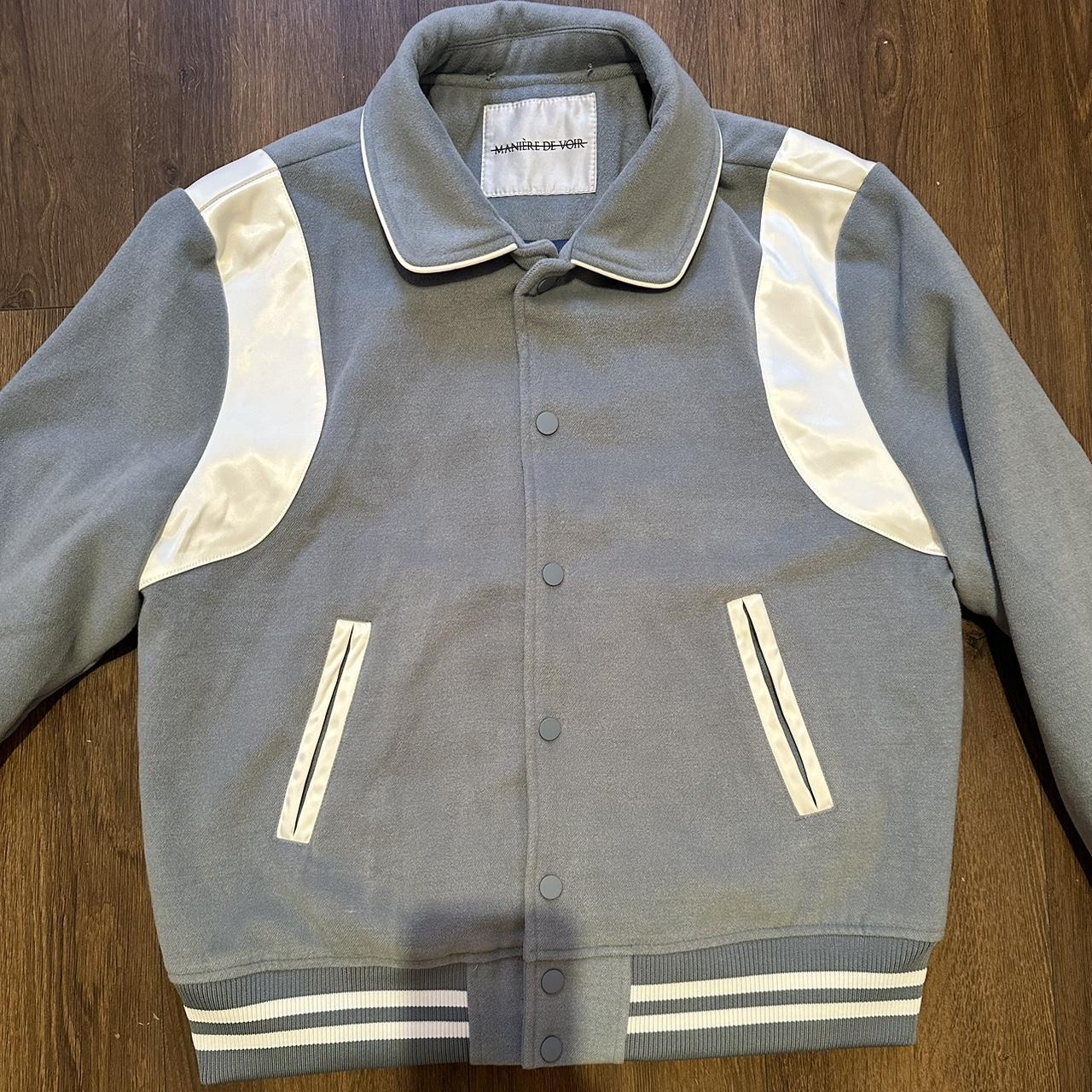Manier de voir varsity jacket baby blue worn once... - Depop