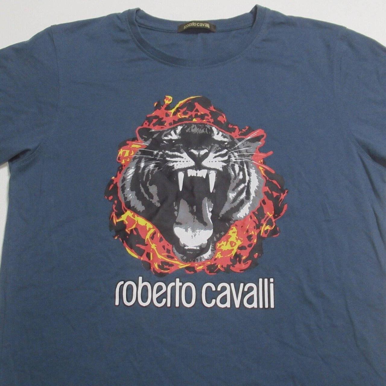 Roberto Cavalli Men's Blue T-shirt | Depop