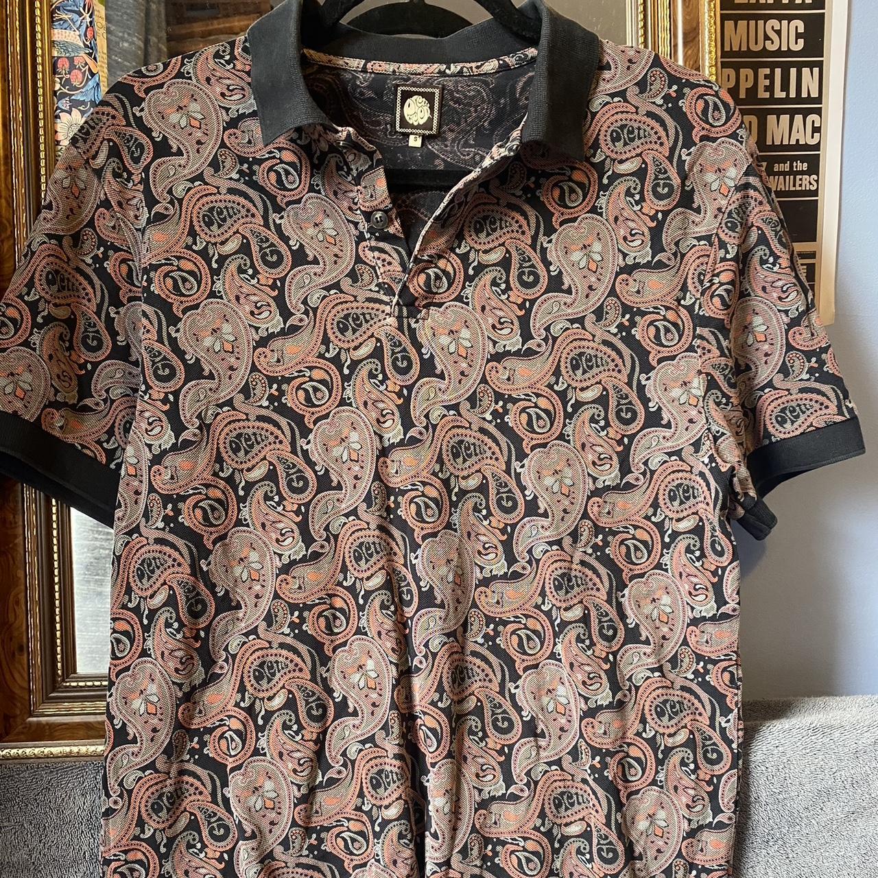 Pretty Green Polo Shirt with a paisley design - Size... - Depop
