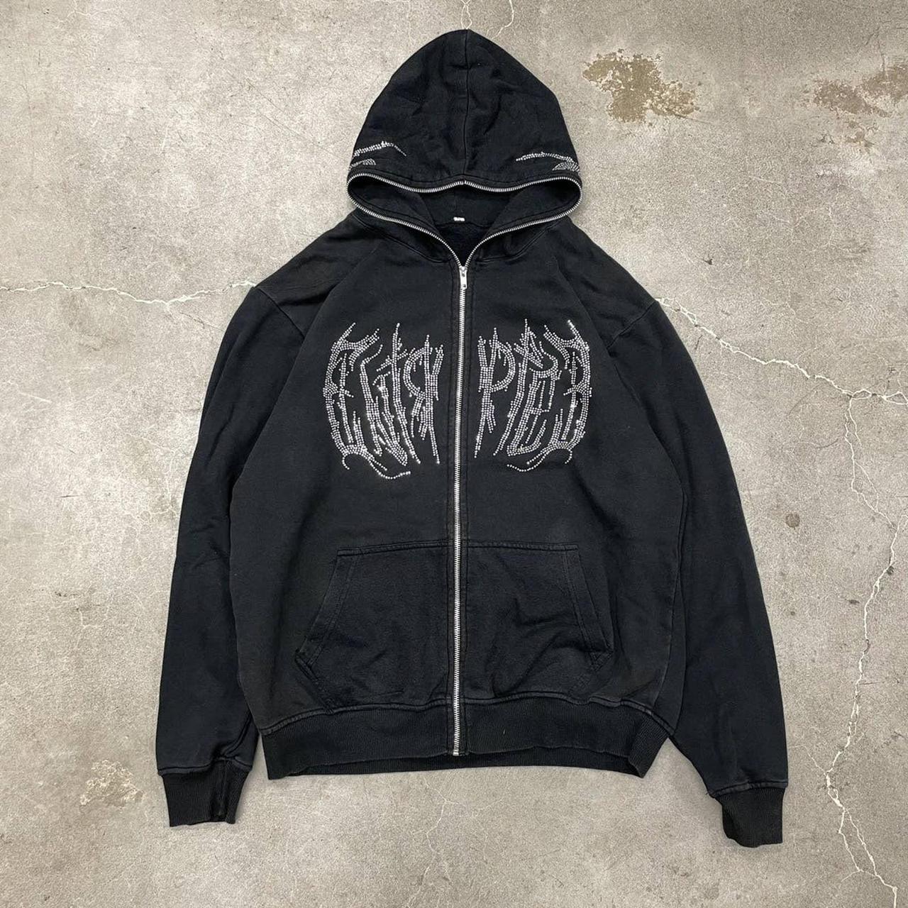 Spider hoodie bedazzled streetwear full zip opium... - Depop