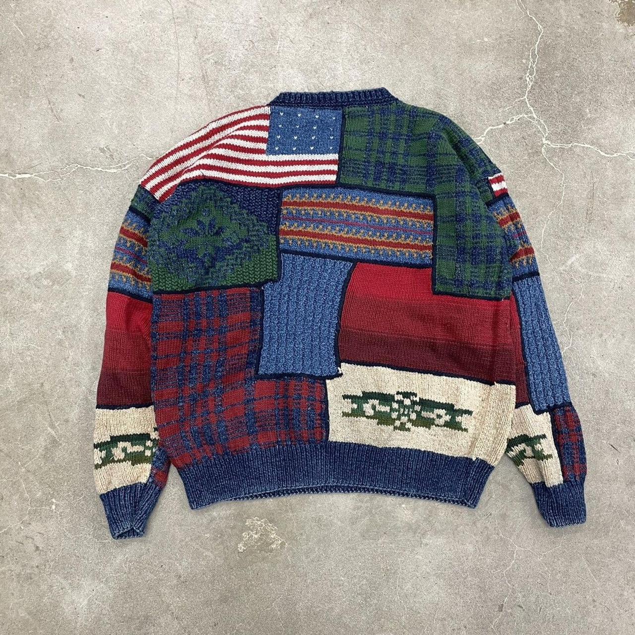 Vintage nautica sweater Patch work flag multi color... | Depop
