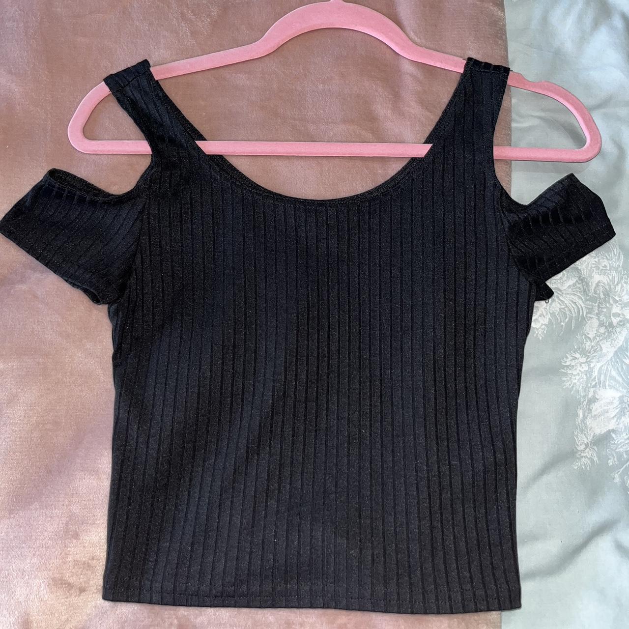 Simple black top from new look with cut out shoulder... - Depop