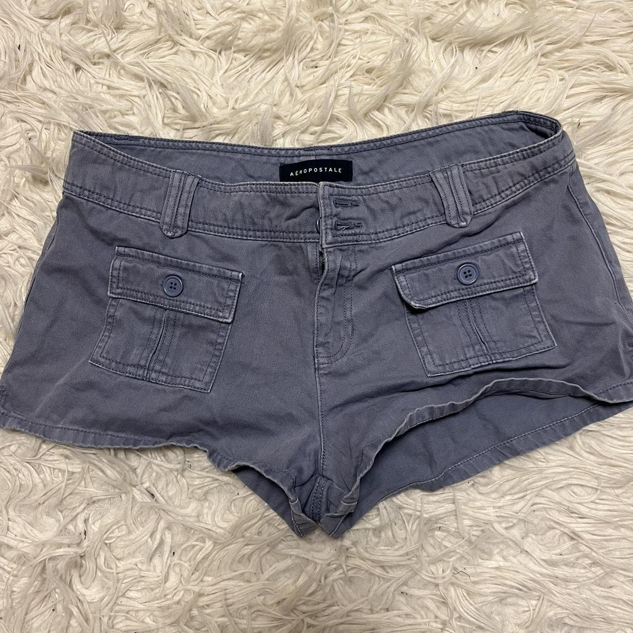 Aeropostale low rise micro shorts in purple - Depop