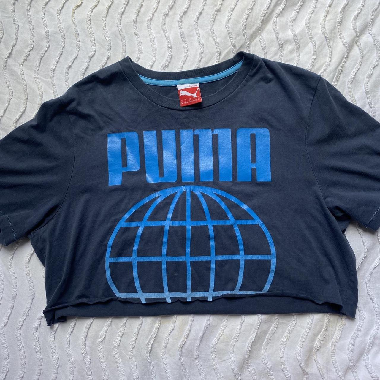 reworked puma crop top🐬🐬 originally a mens medium,... - Depop