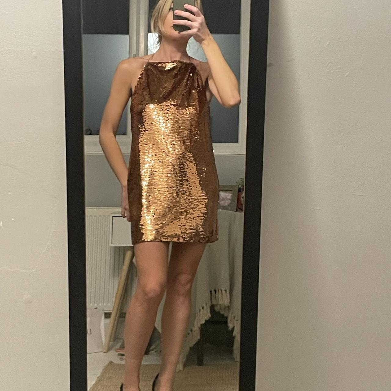 ASOS Gold sequin Dress Size 8 #PartyDress... - Depop