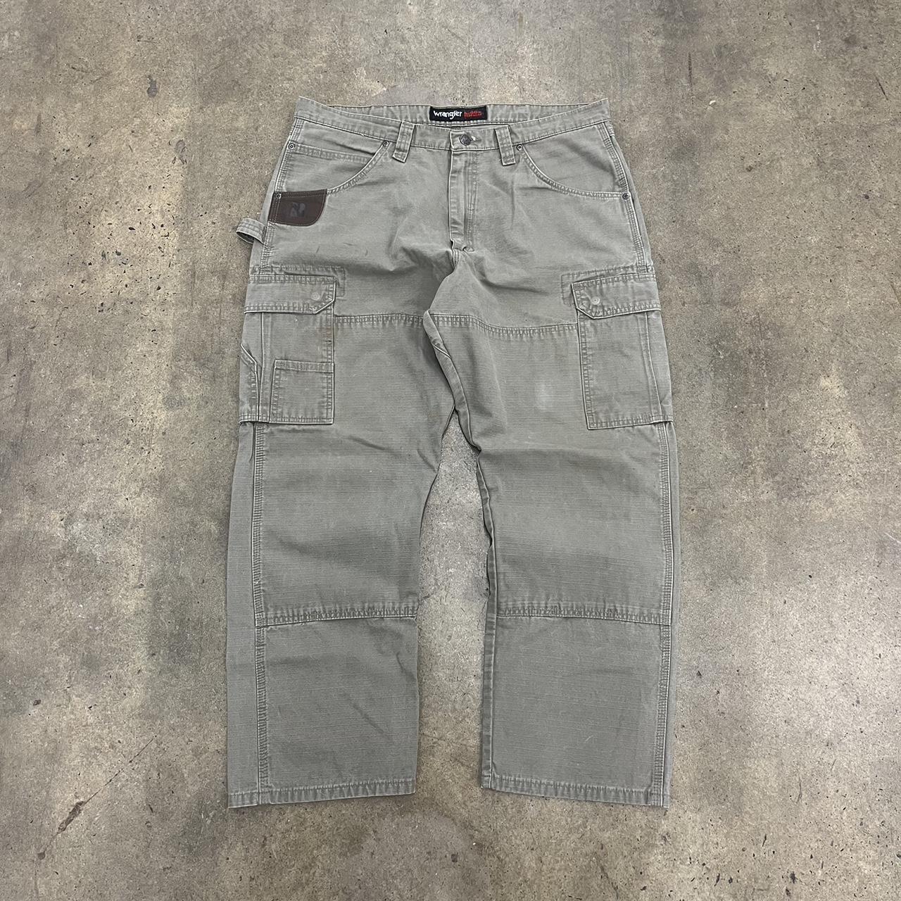 Vintage Wrangler Riggs Grey Cargo Pants Size 36x30.... - Depop
