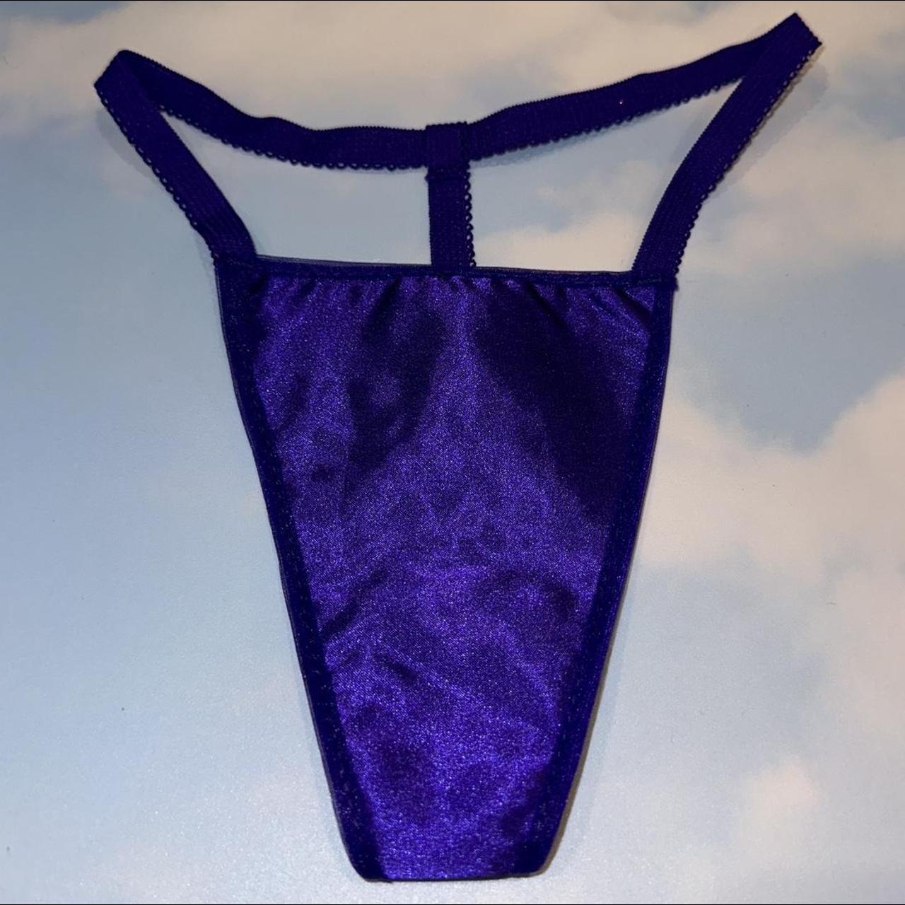 90s Satin violet Gstring Thong Panty in the most... - Depop