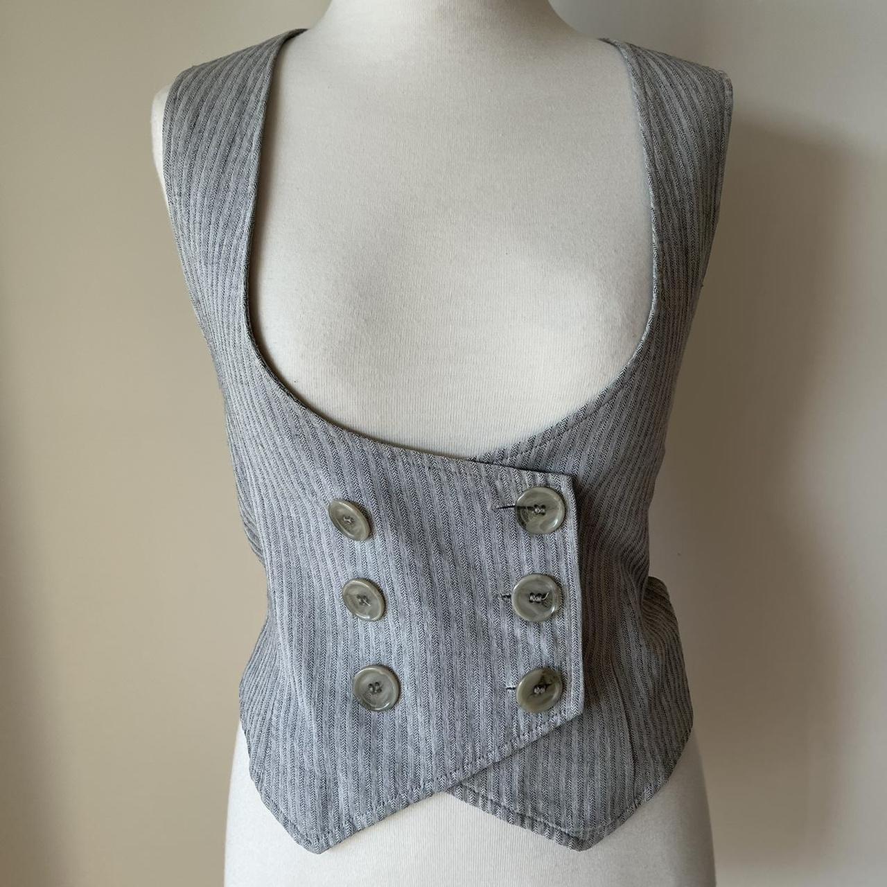 Grey pinstripe buster vest Tags have been cut off so... - Depop