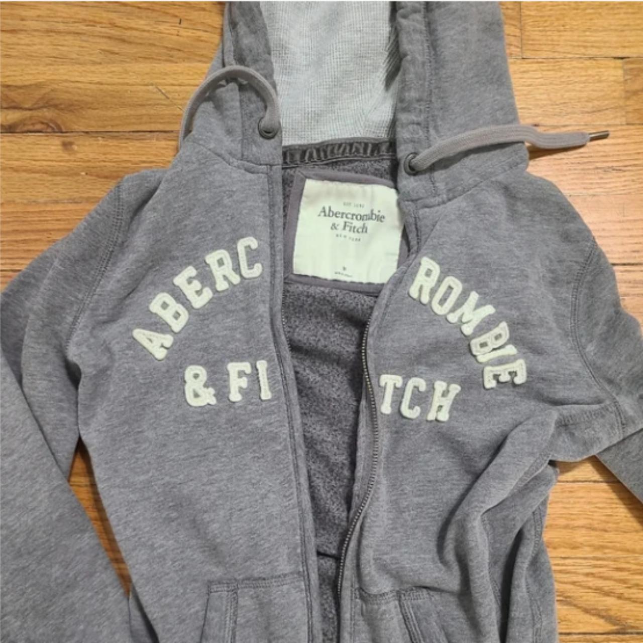 Abercrombie & Fitch M Gray Zip Up Hoodie Vintage Y2k... - Depop