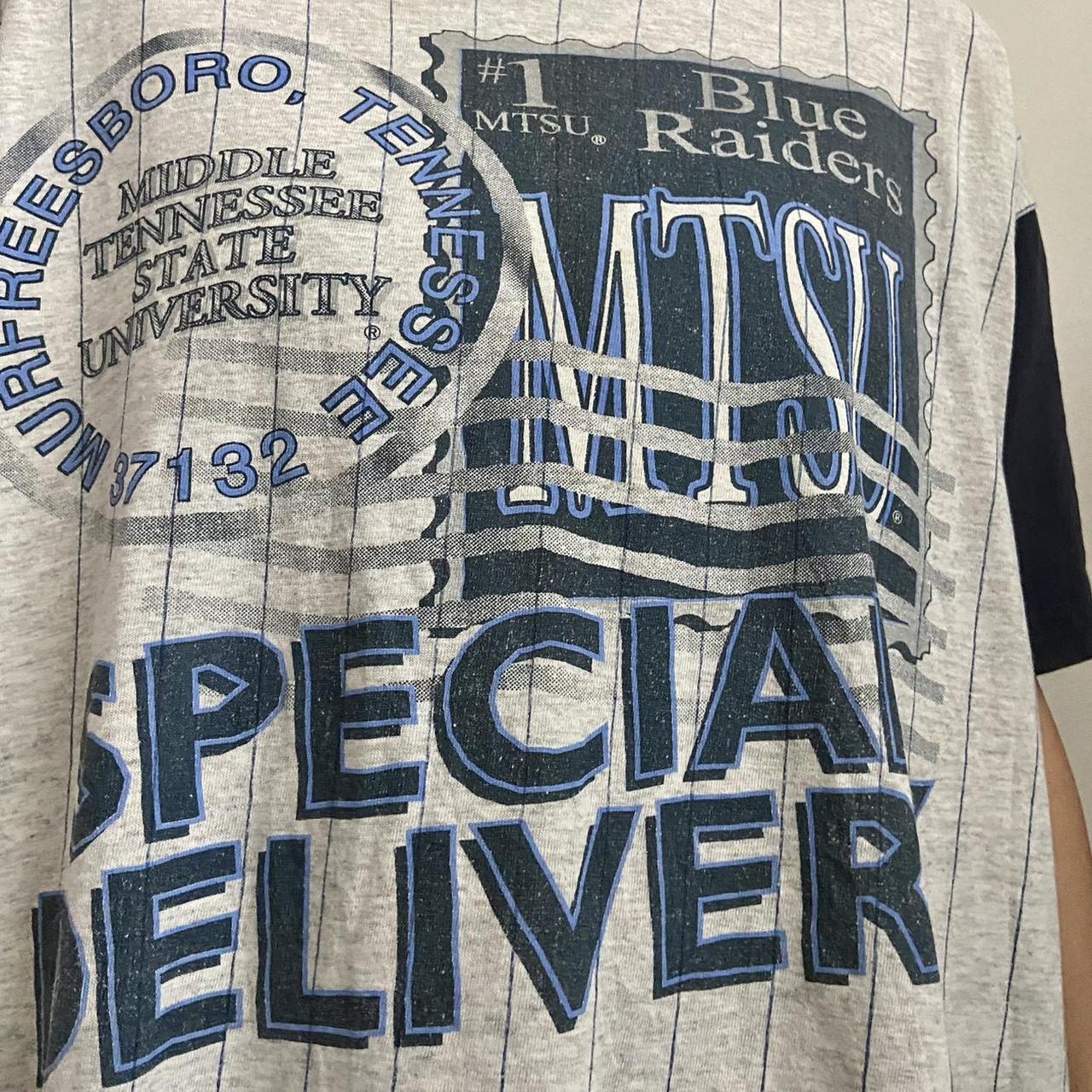Vintage MTSU Raiders 1990 Graphics Grey Tee Shirt... - Depop