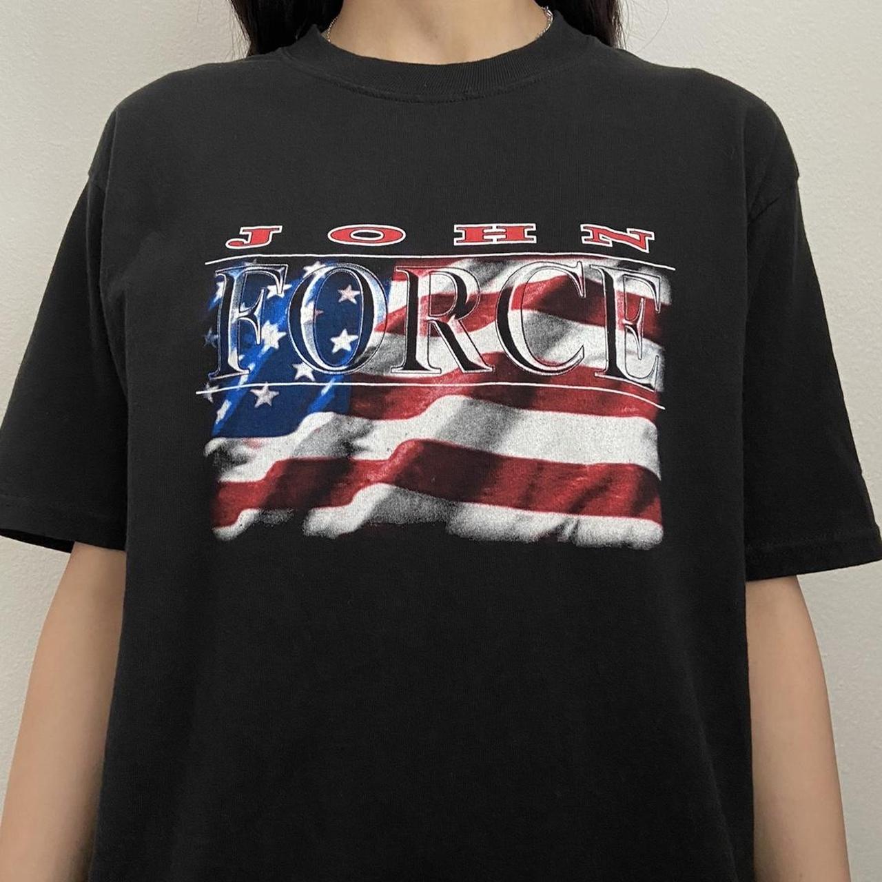 Vintage John Force Nascar Graphics Black Tee Shirt... - Depop