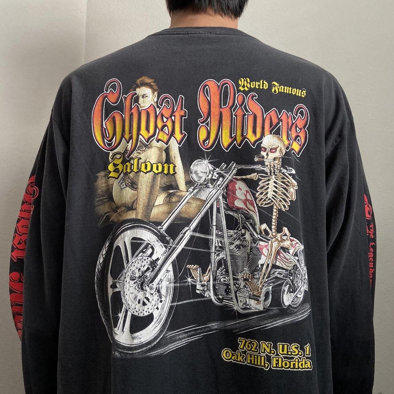 Vintage Ghost Rider Bike Week 2000s Graphics Black... - Depop