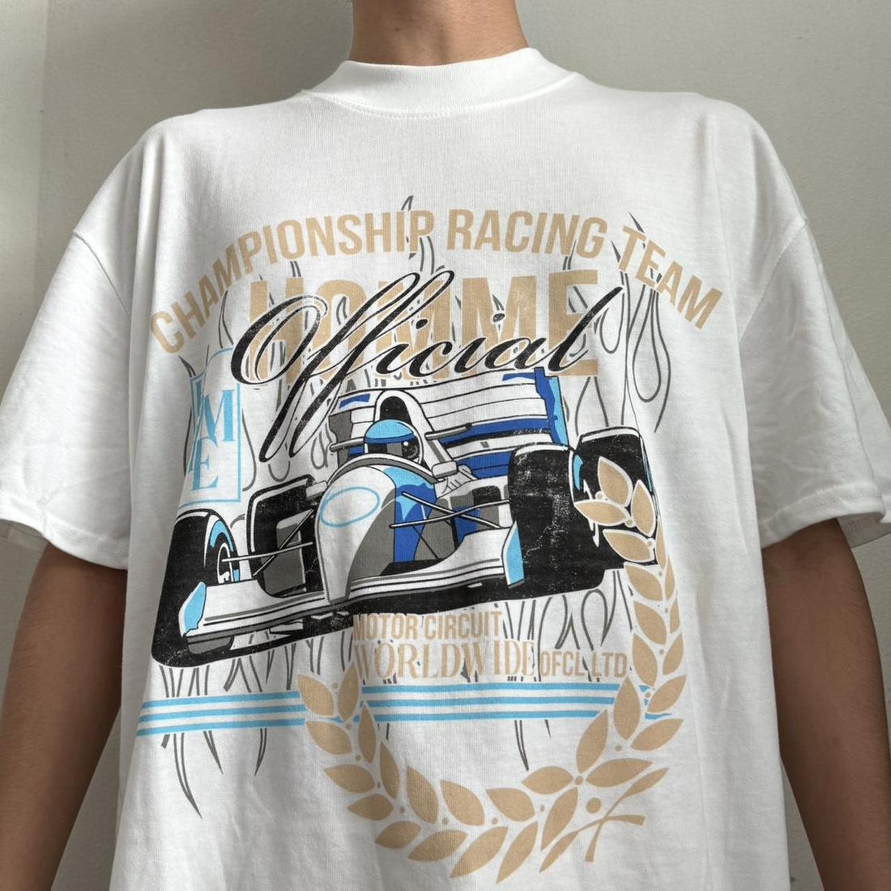 Motor Circuit Championship Racing Graphics White Tee... - Depop