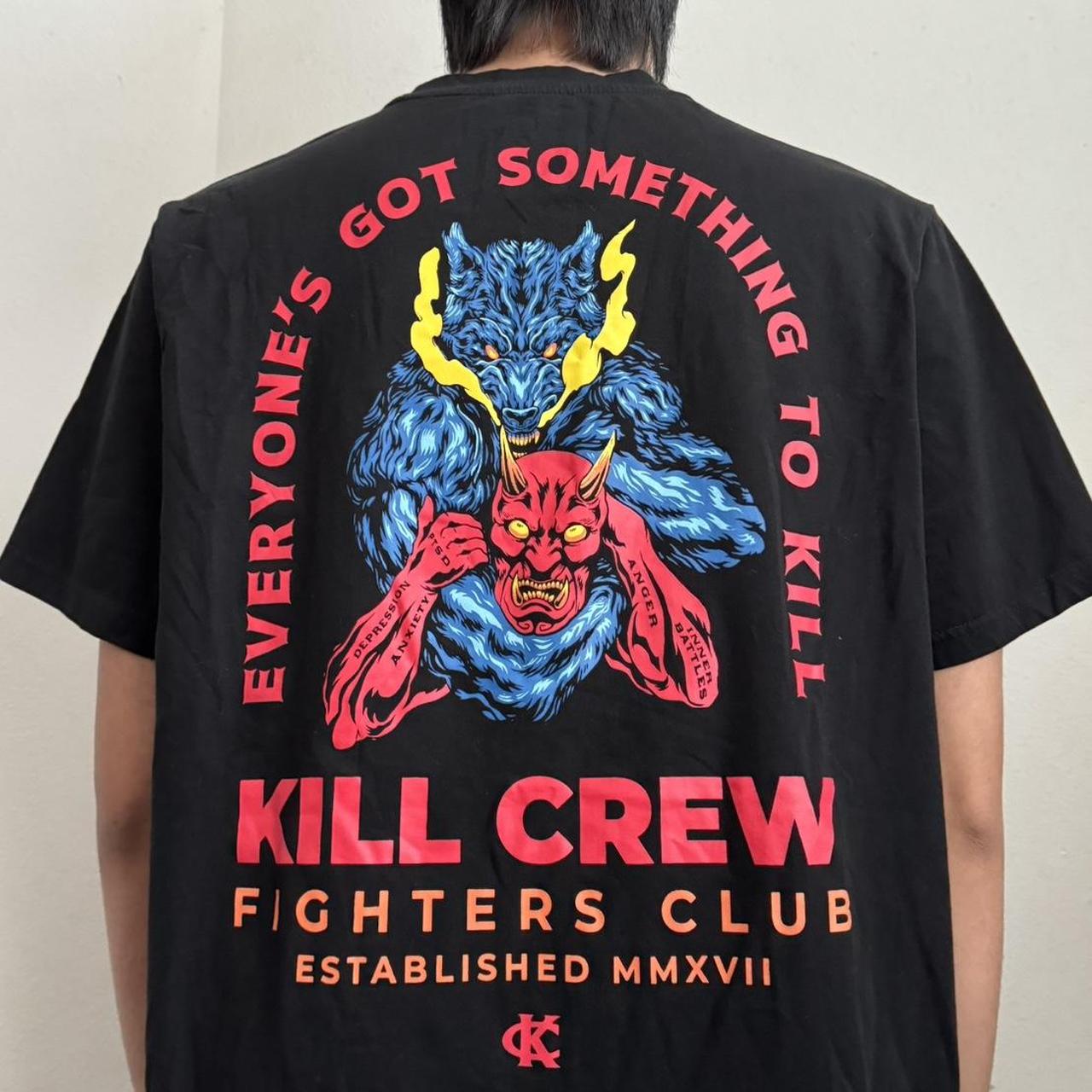 Kill Crew Fighters Club Graphics Black Tee Shirt... - Depop