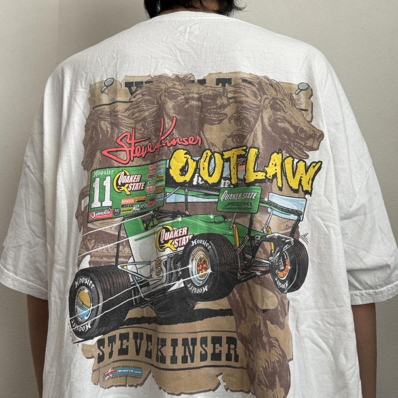 Vintage Steve Kinser 2000s Racing Graphics White Tee... - Depop