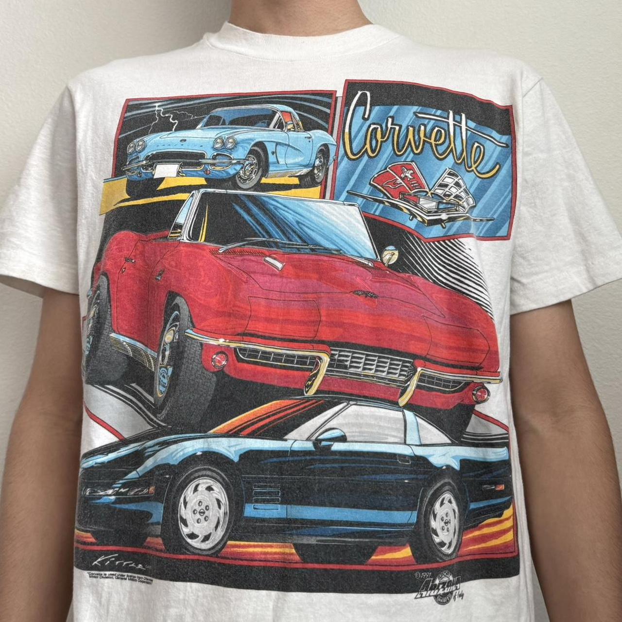 Vintage Corvette Classic 1991 Graphics White Tee... - Depop