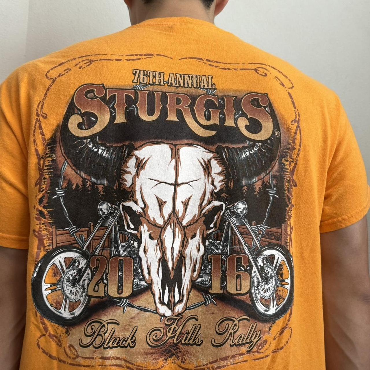 Vintage Sturgis Bike Week Rally Graphics Yellow Tee... - Depop