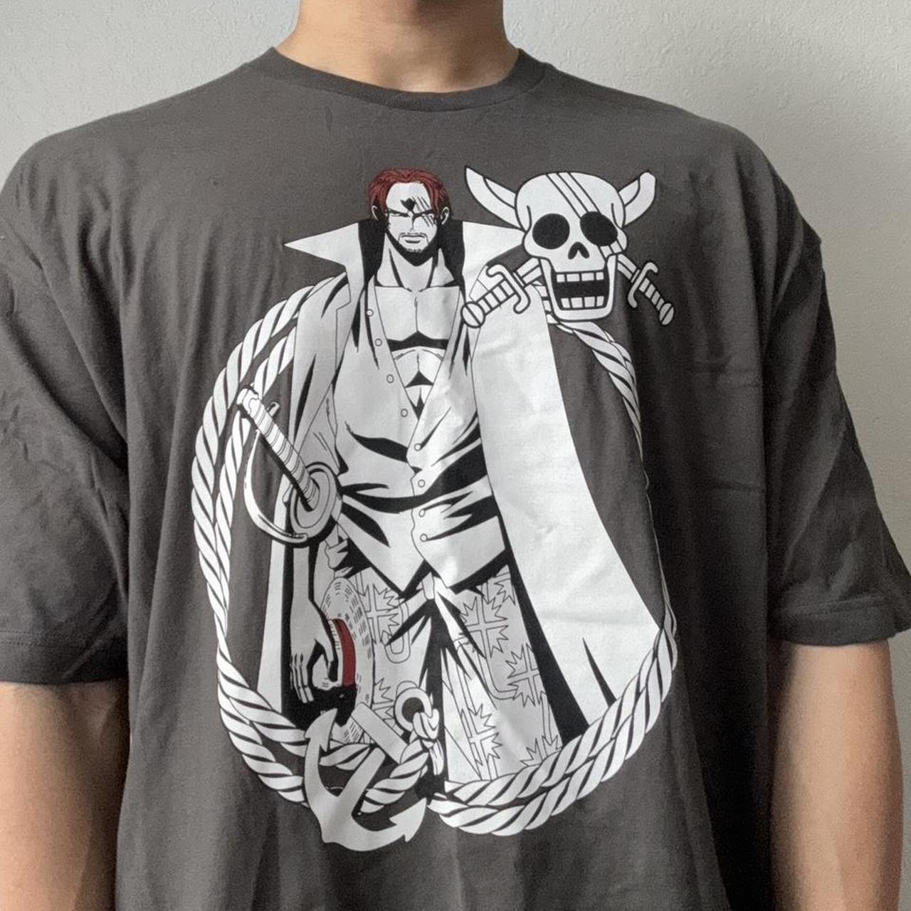 One Piece Shanks Graphics Grey Tee Shirt that has... | Depop