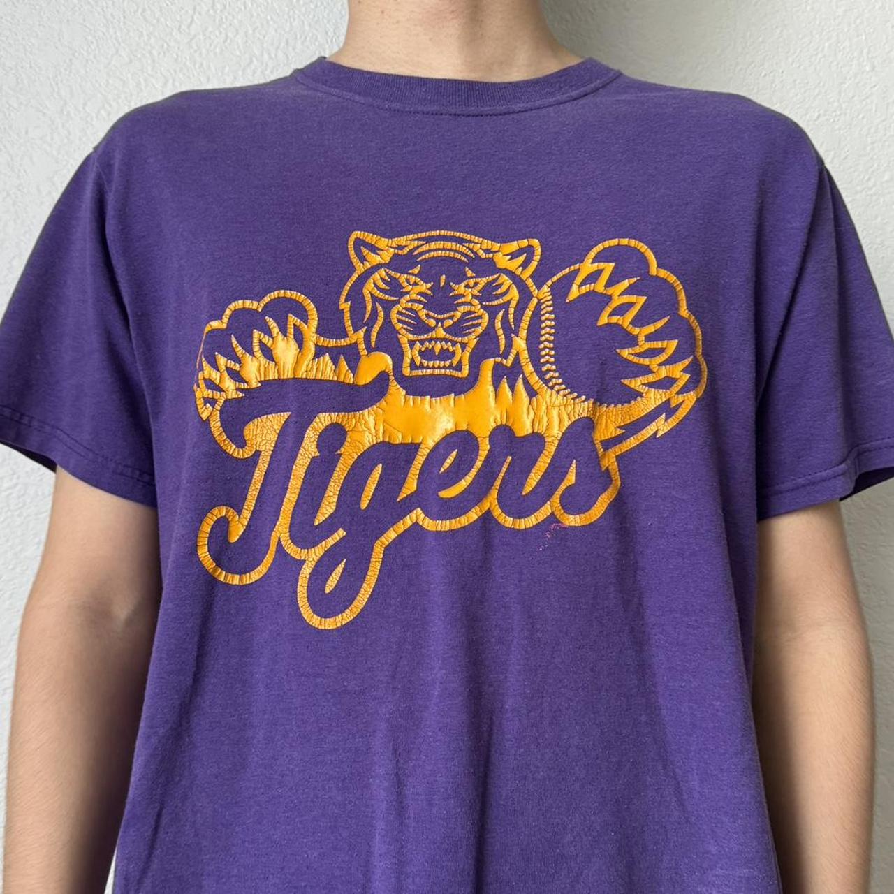Vintage LSU Tigers Baseball Graphics Purple Tee... | Depop