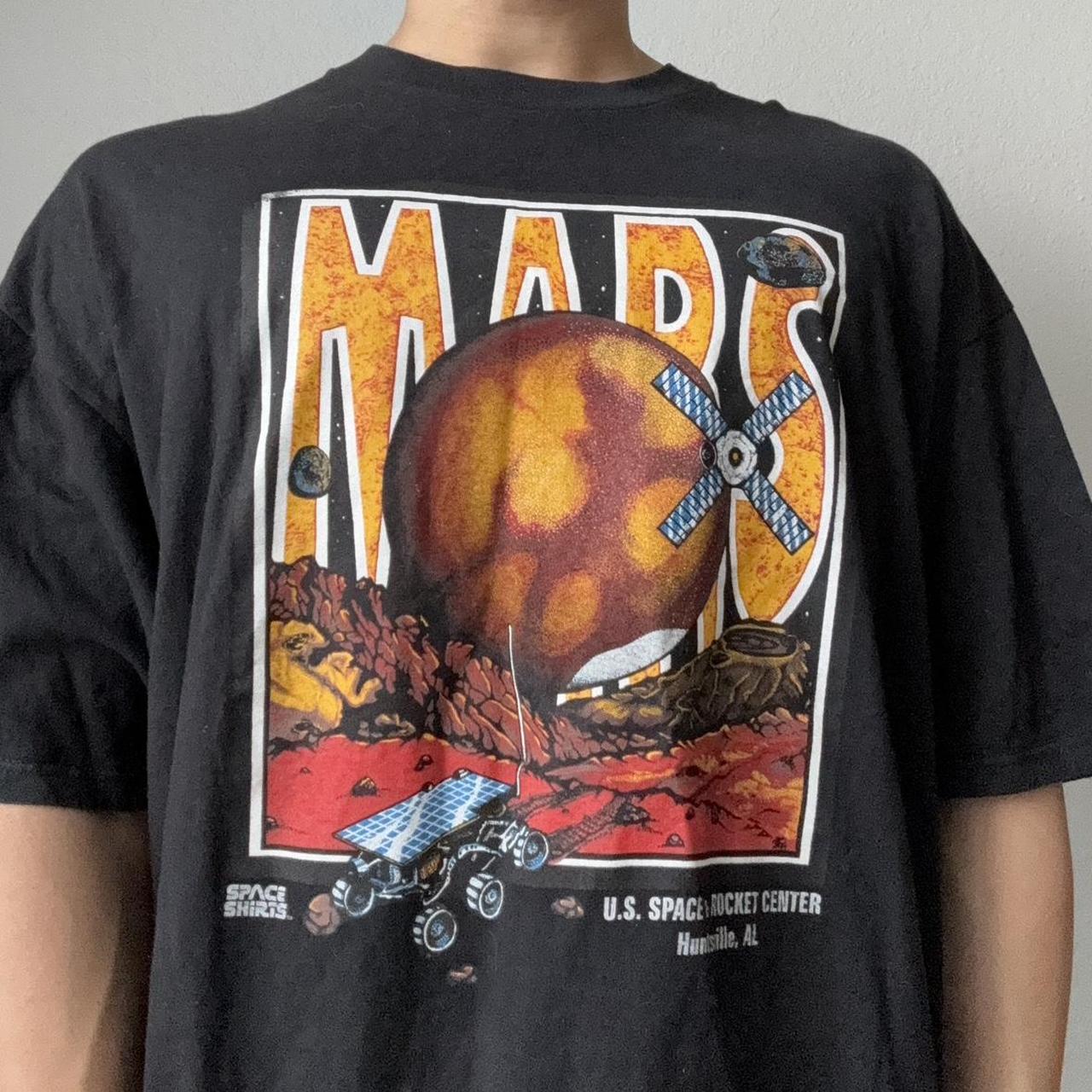 Vintage 1990s Mars Rover Graphics Black Tee Shirt... | Depop