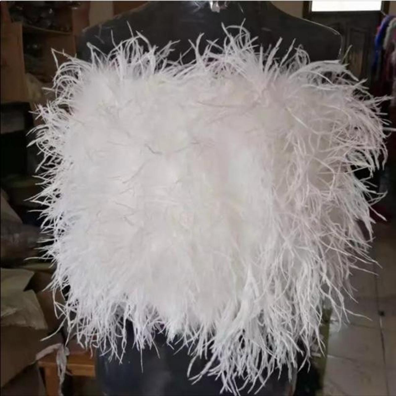 White feather crop top Brand new! Can be worn in so... - Depop