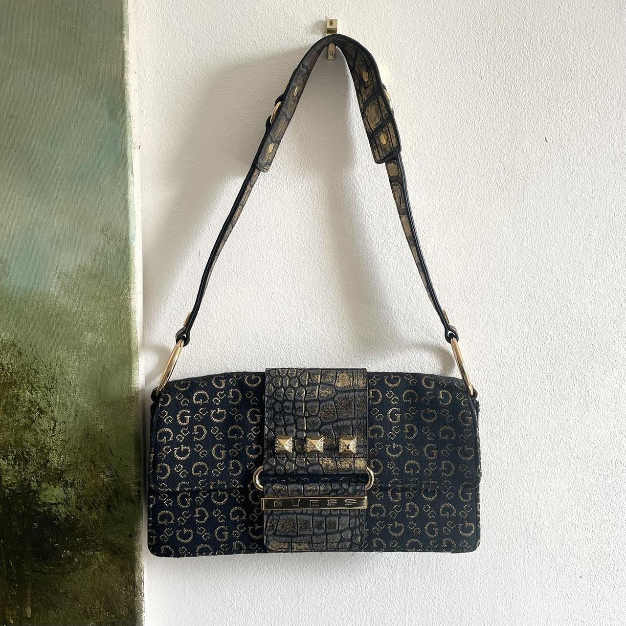 Stunning navy blue y2k Guess rectangle monogram... - Depop