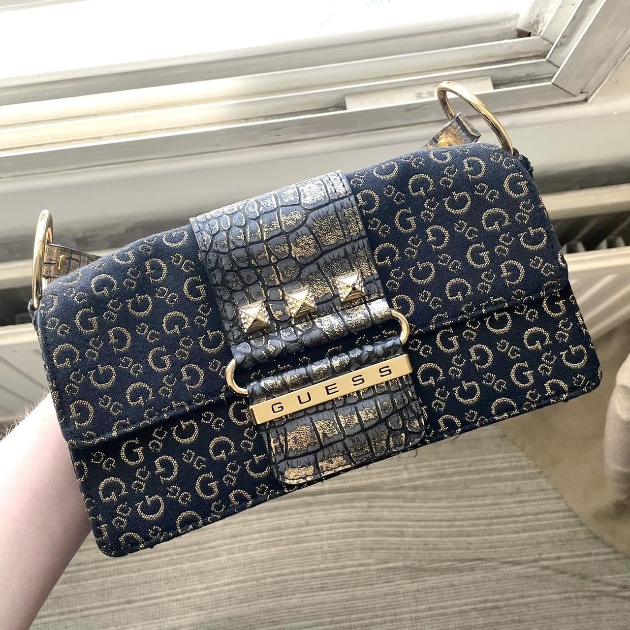 Stunning navy blue y2k Guess rectangle monogram... - Depop