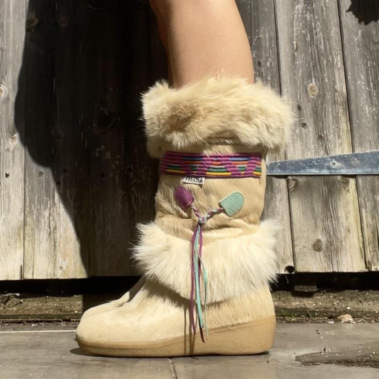 Tecnica goat/ pony skin fur apres ski yeti boots... - Depop