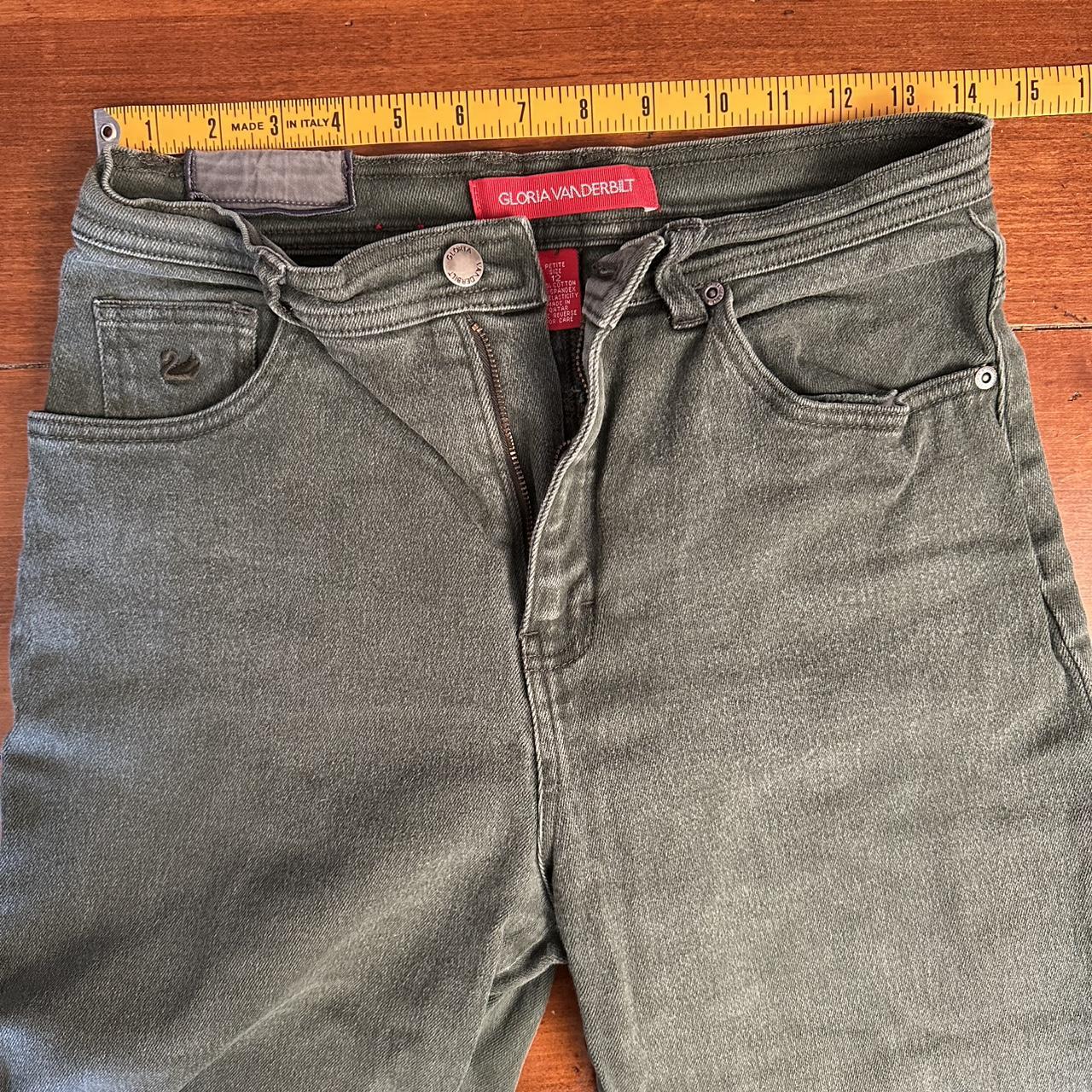 Green high waisted denim pants. Labeled size 12P but... | Depop