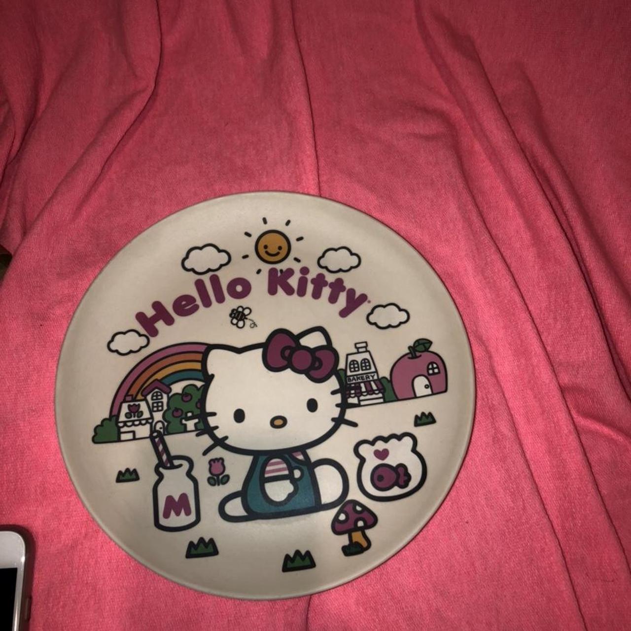 hello kitty 4 melamine plates. Bamboo plates.... - Depop